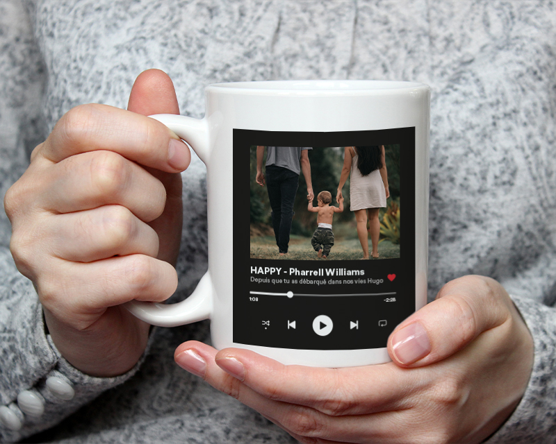 Mug musique Spotify personnalisé avec photo et message | Cadeaux.com