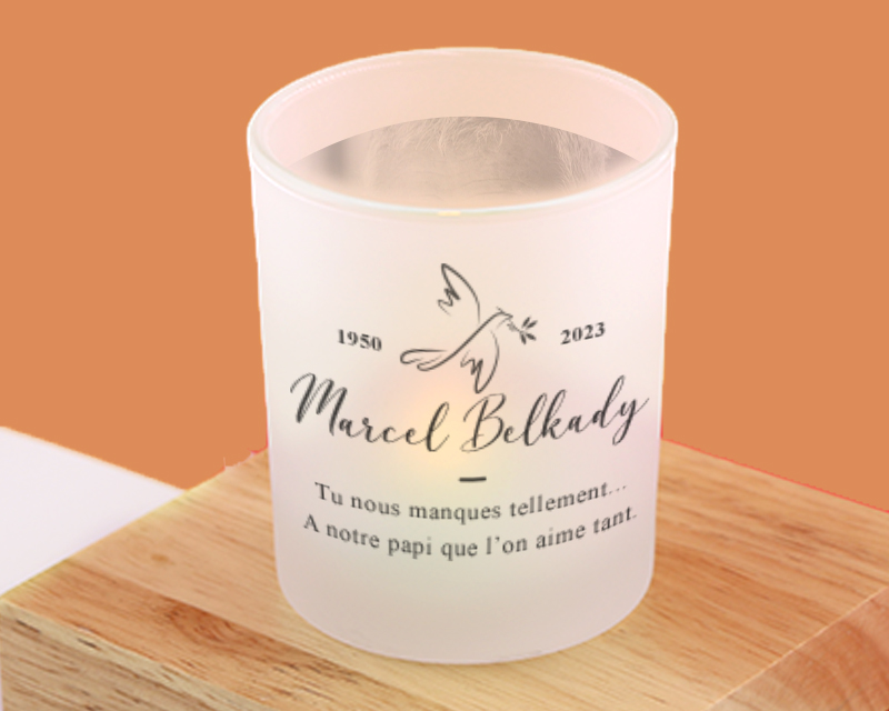 Bougie personnalisée à la mémoire d'un défunt - Photo et message ...