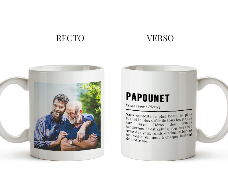 Tasse personnalisée Définition Papa avec photo | Cadeaux.com