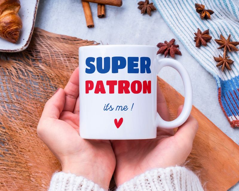 Tasse personnalisée Super Patron avec prénom ou message | Cadeaux.com