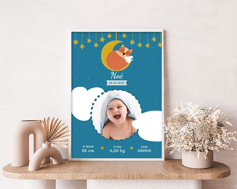 Affiche de naissance personnalisable animaux Renard | Cadeaux.com