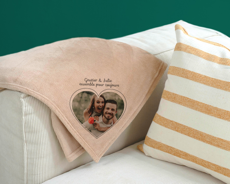 Plaid photo personnalisé en polaire - Coeur Photo | Cadeaux.com