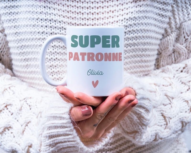 Tasse personnalisée Super Patronne avec prénom ou message | Cadeaux.com