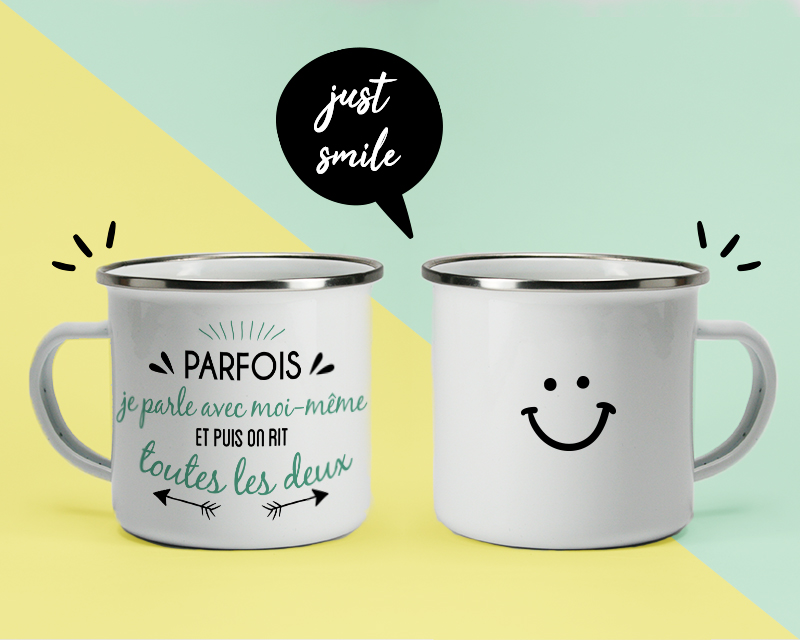 Tasse personnalisée en émail - Message Positif | Cadeaux.com